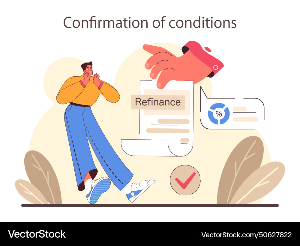 Refinance process loan rate reduction to lender Vector Image