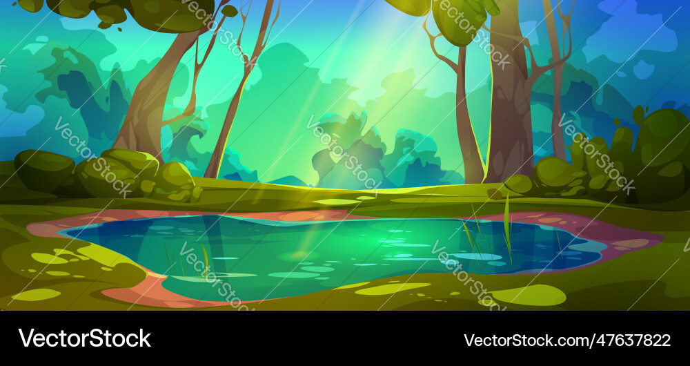 Serene Forest Lake Scene Royalty Free Vector Image