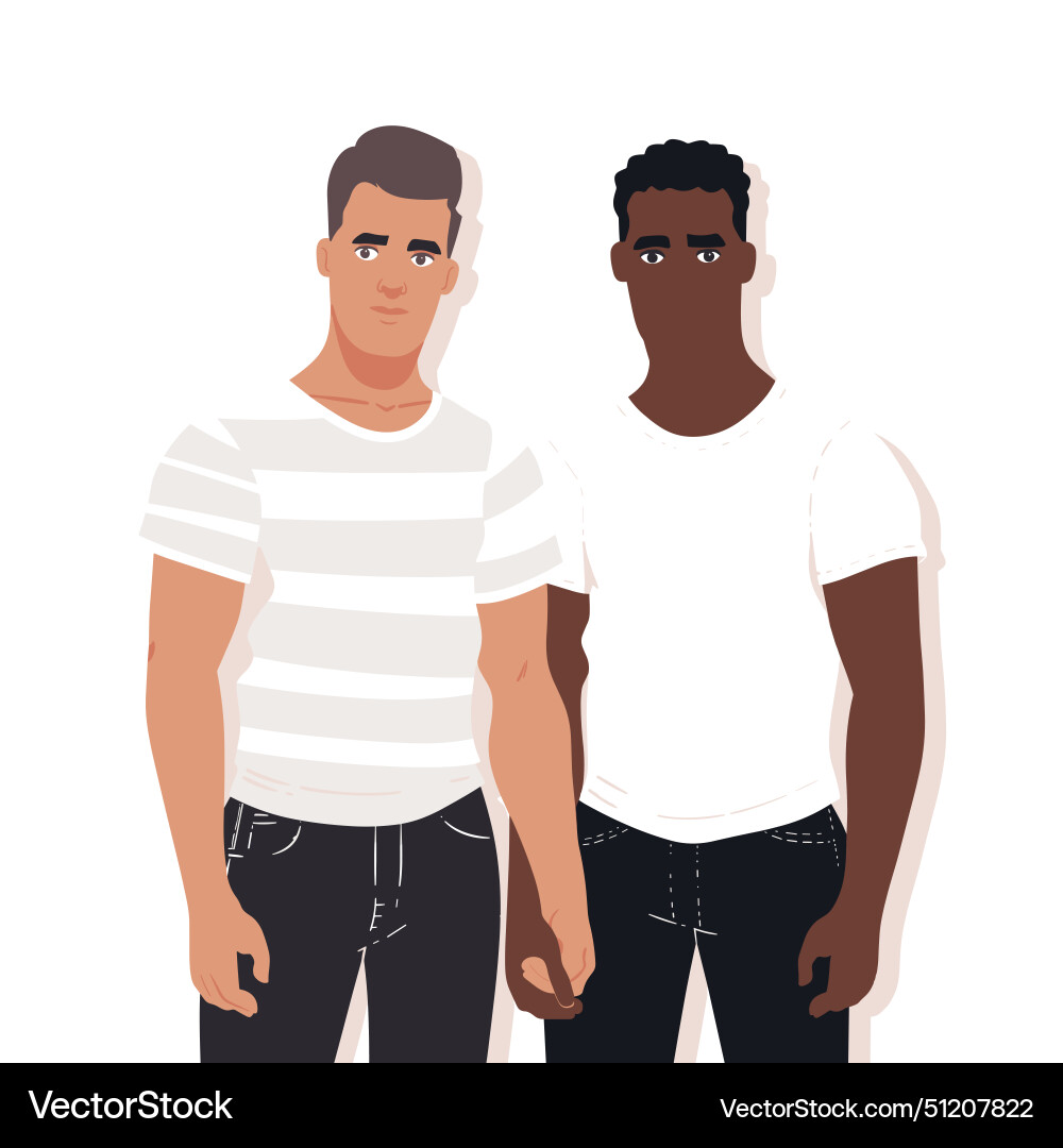 Two men standing together one caucasian – Royalty-Free Vector | VectorStock