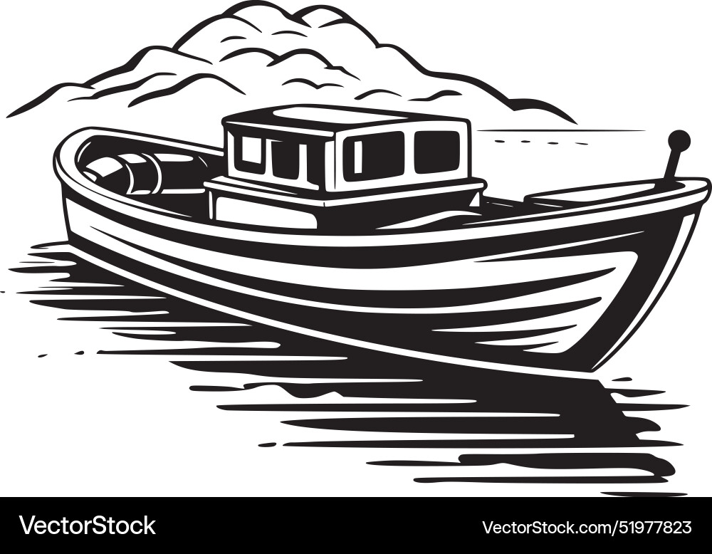 Boat - black and white isolated icon Royalty Free Vector