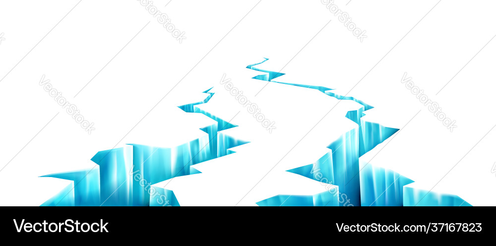 Broken ice deep crack in frozen glacier Royalty Free Vector