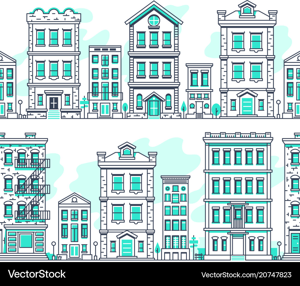 Cityscape Line Art Buildings Royalty Free Vector Image