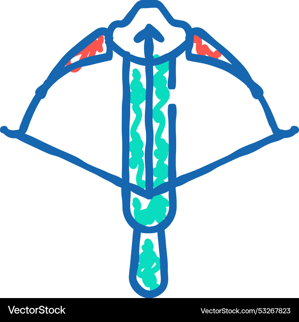 Crossbow medieval weapon icon doodle Royalty Free Vector