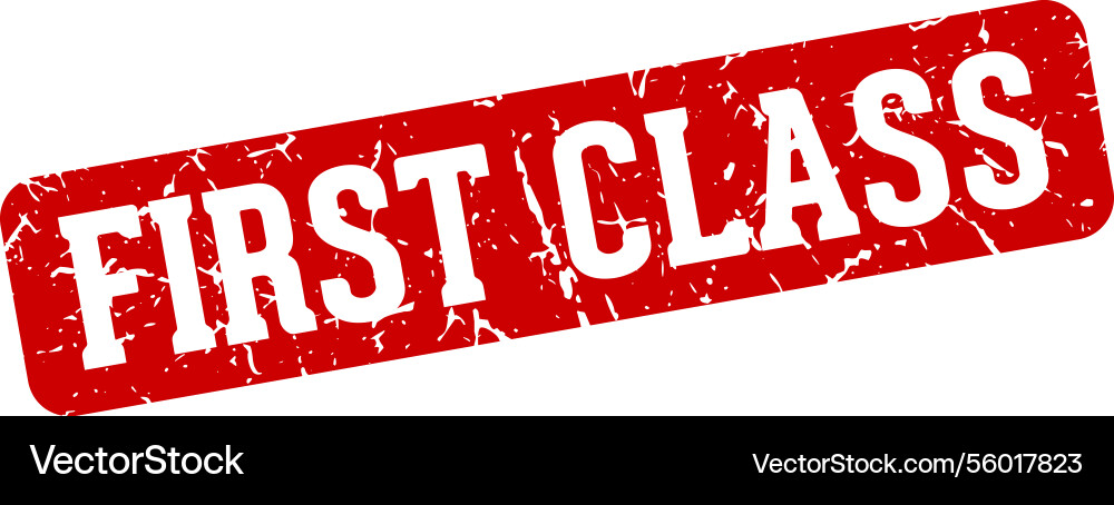 First class rectangular sign first class stamp Vector Image