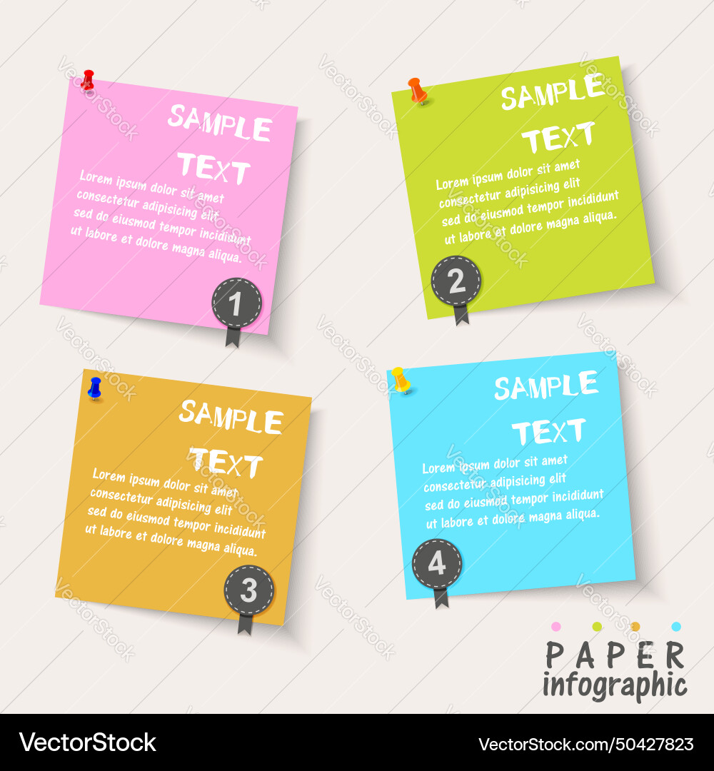 Four paper flow chart info graphic elements Vector Image