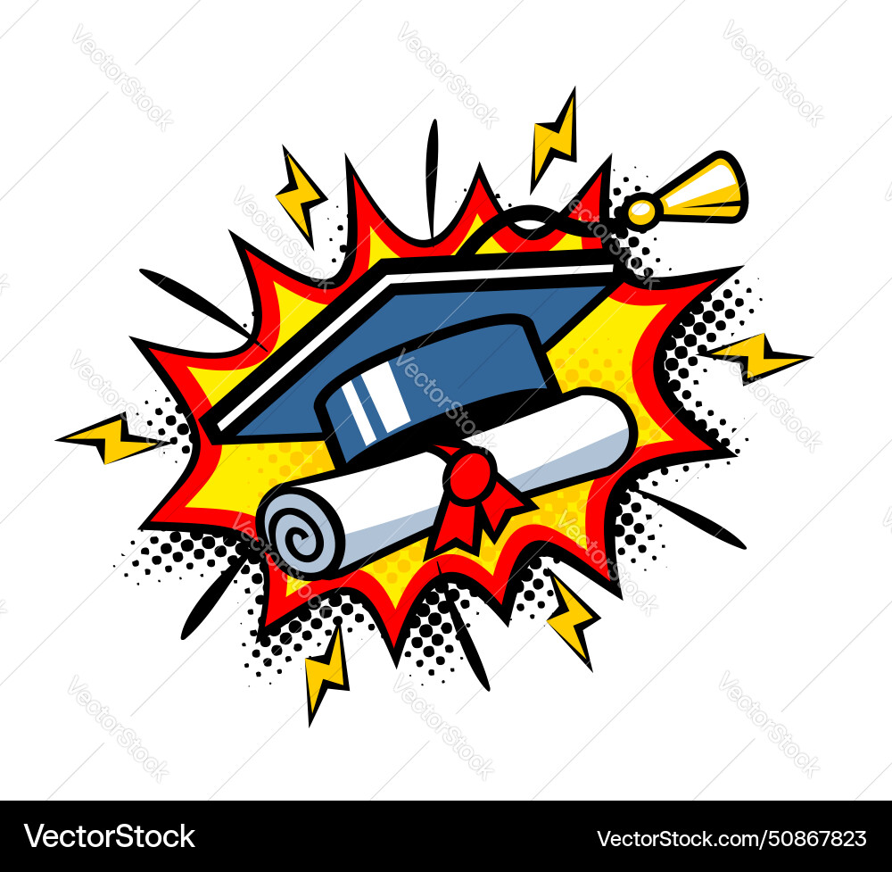 Graduation cap and certificate Royalty Free Vector Image