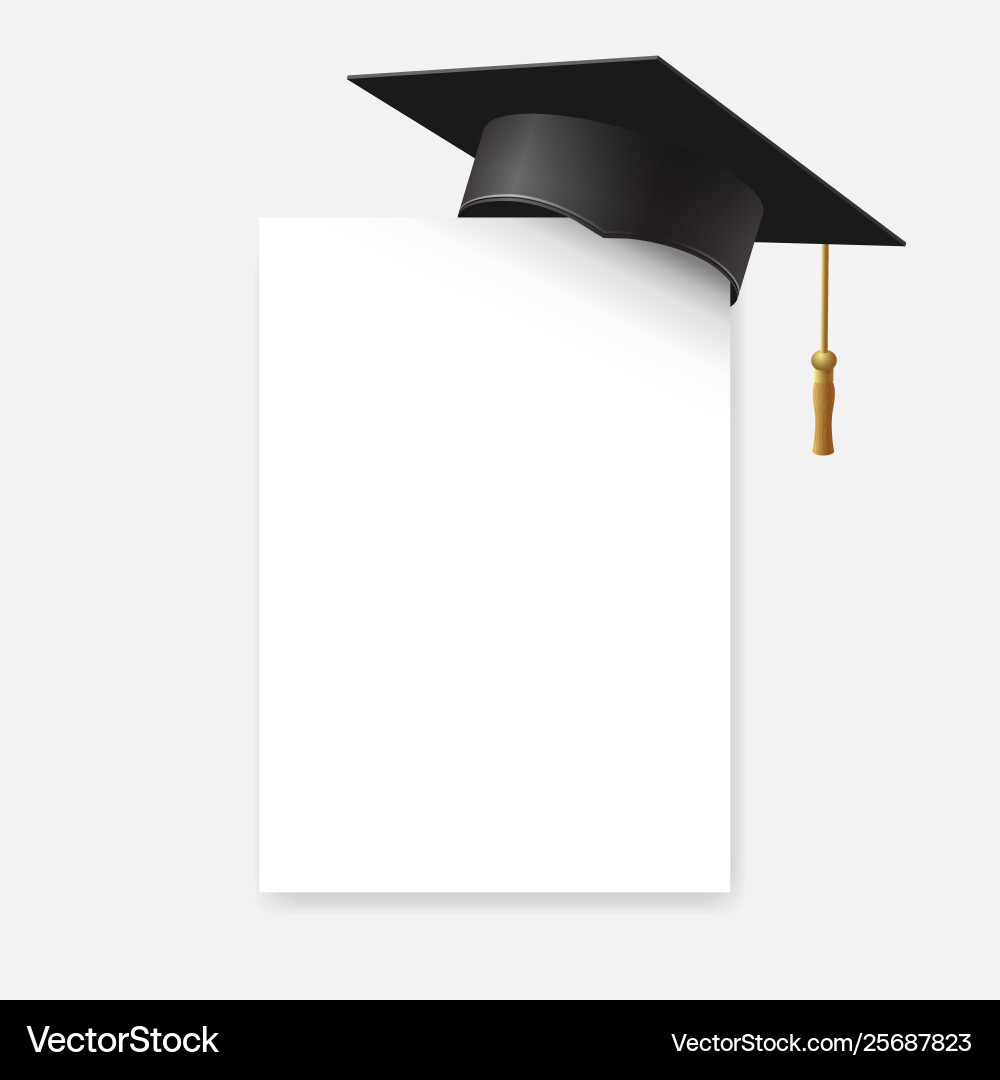 Graduation Cap on Paper Corner Royalty Free Vector Image