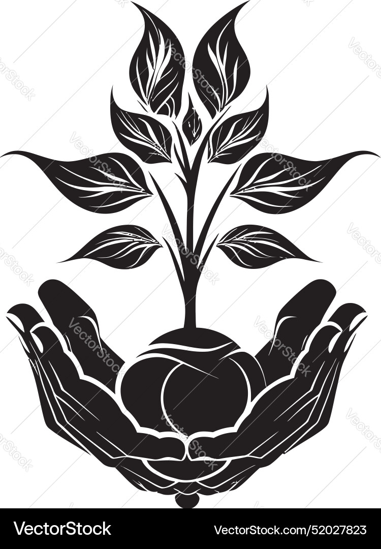 Greenery grasp emblem design botanic bond living Vector Image