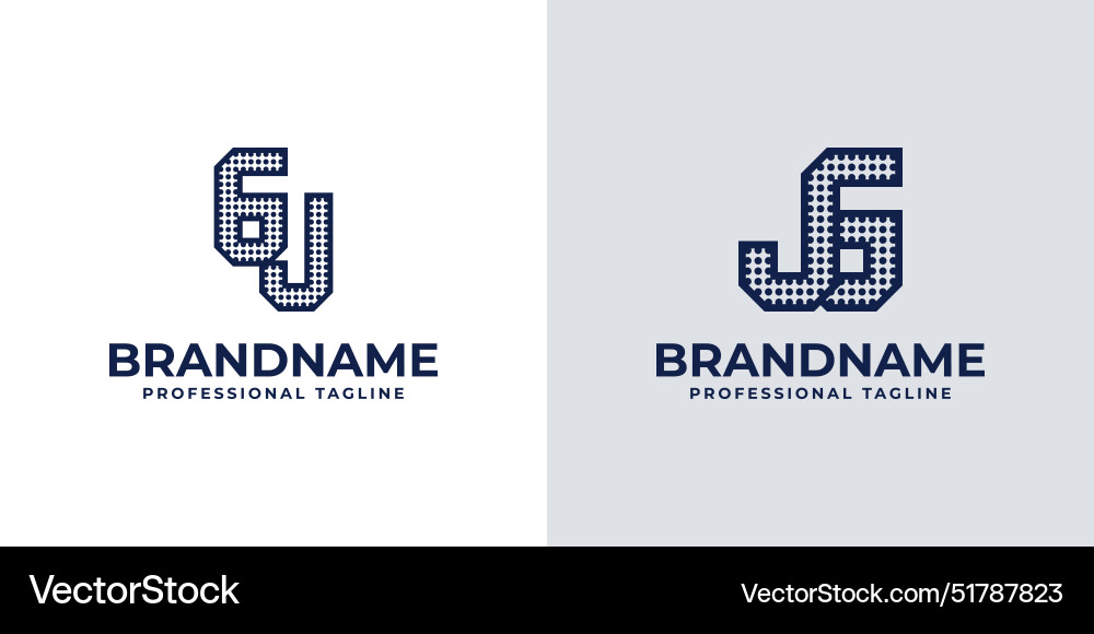 Letters gj and jg dot monogram logo suitable Vector Image