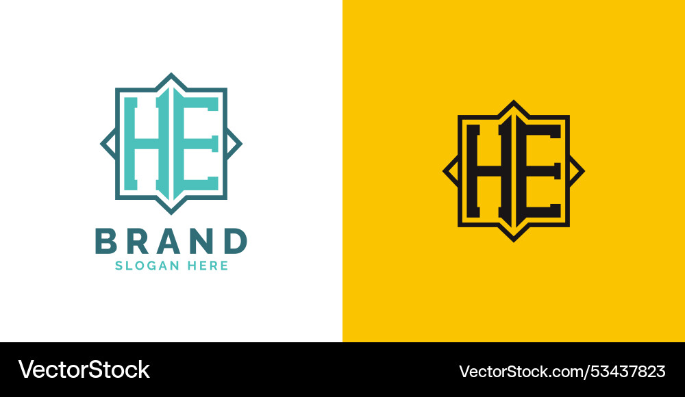 Modern he monogram logo design initial letter Vector Image