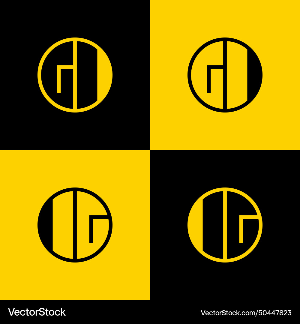 Simple gi and ig letters circle logo set suitable Vector Image