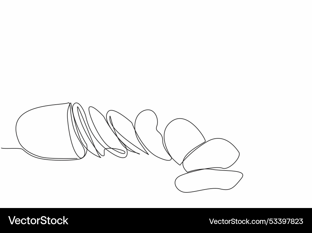 Single one line drawing potatoes with sides cut Vector Image
