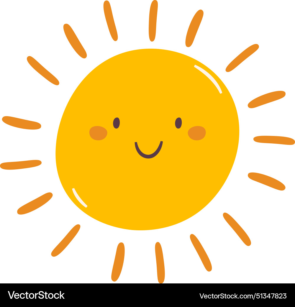 Sun shining character Royalty Free Vector Image