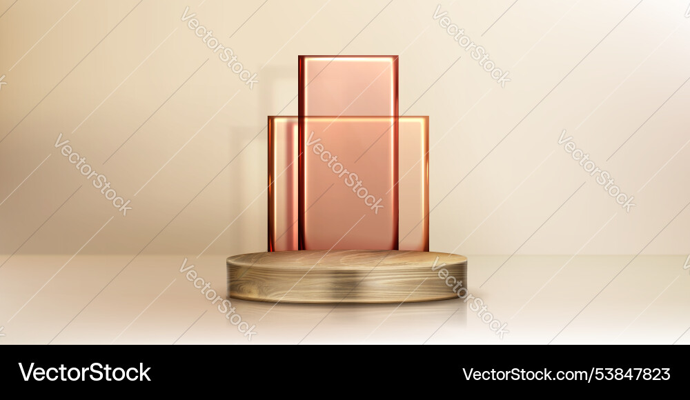 Wood cylinder board for product display Royalty Free Vector
