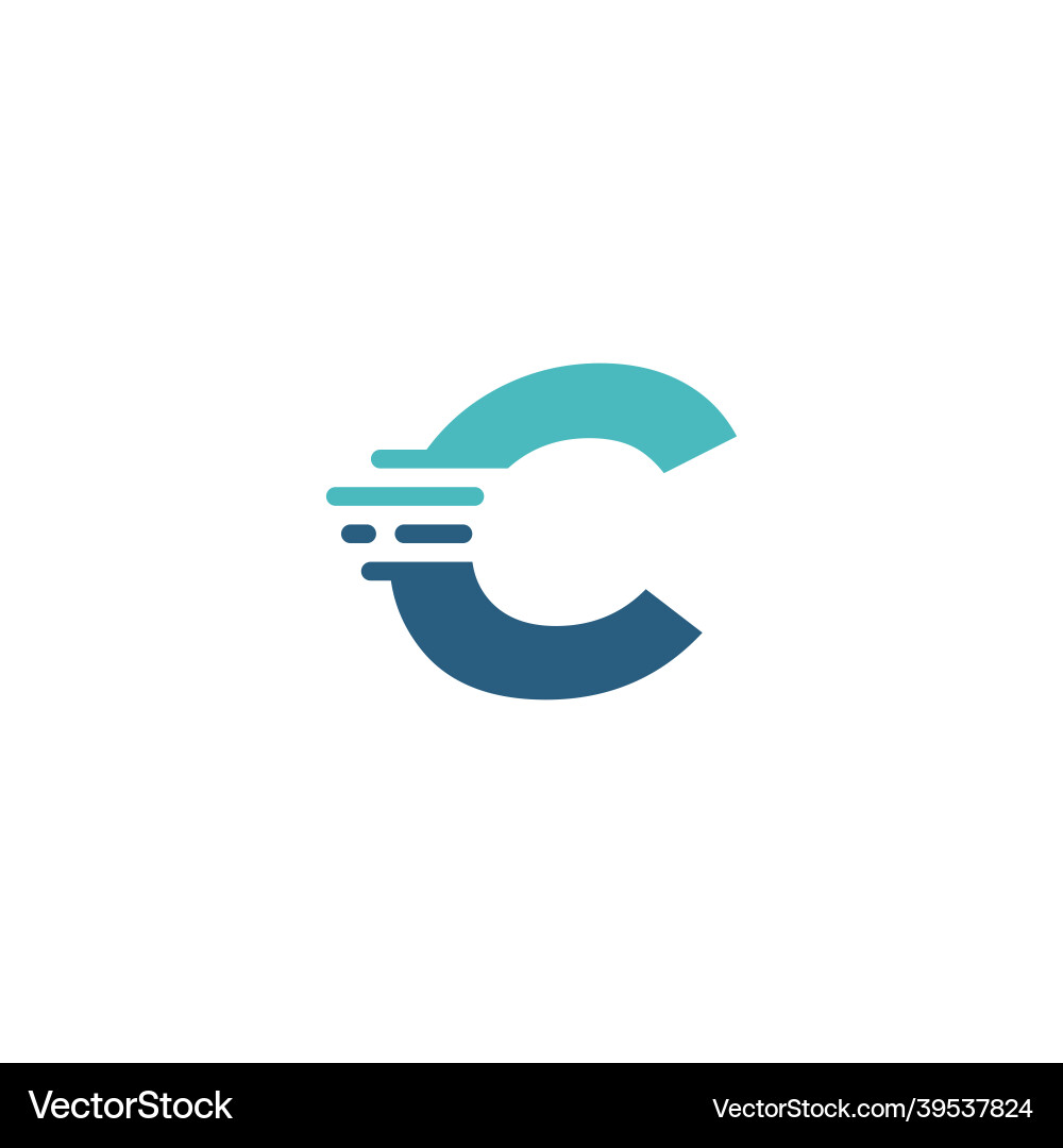 C letter dash lowercase tech digital fast quick Vector Image