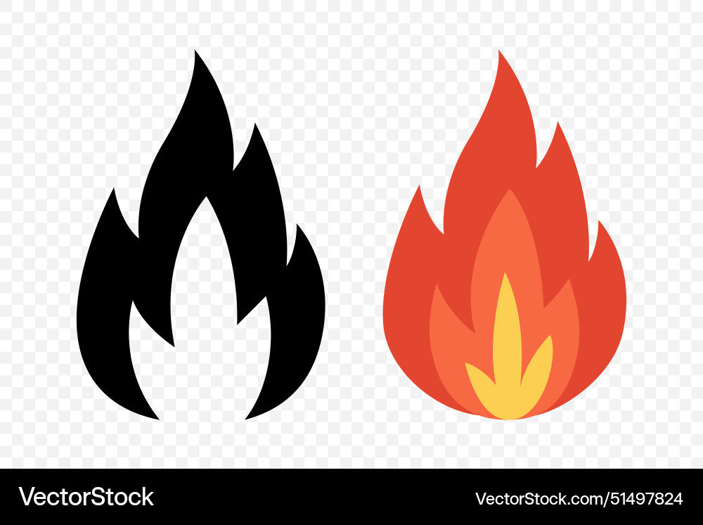 Fire flame icon set campfire sign design Vector Image