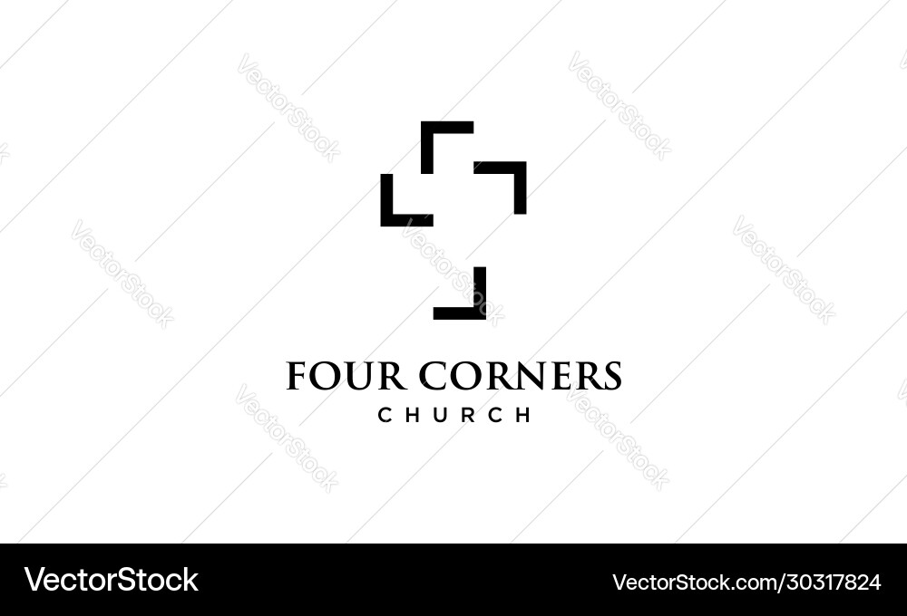 Four corners with church logo design concept Vector Image