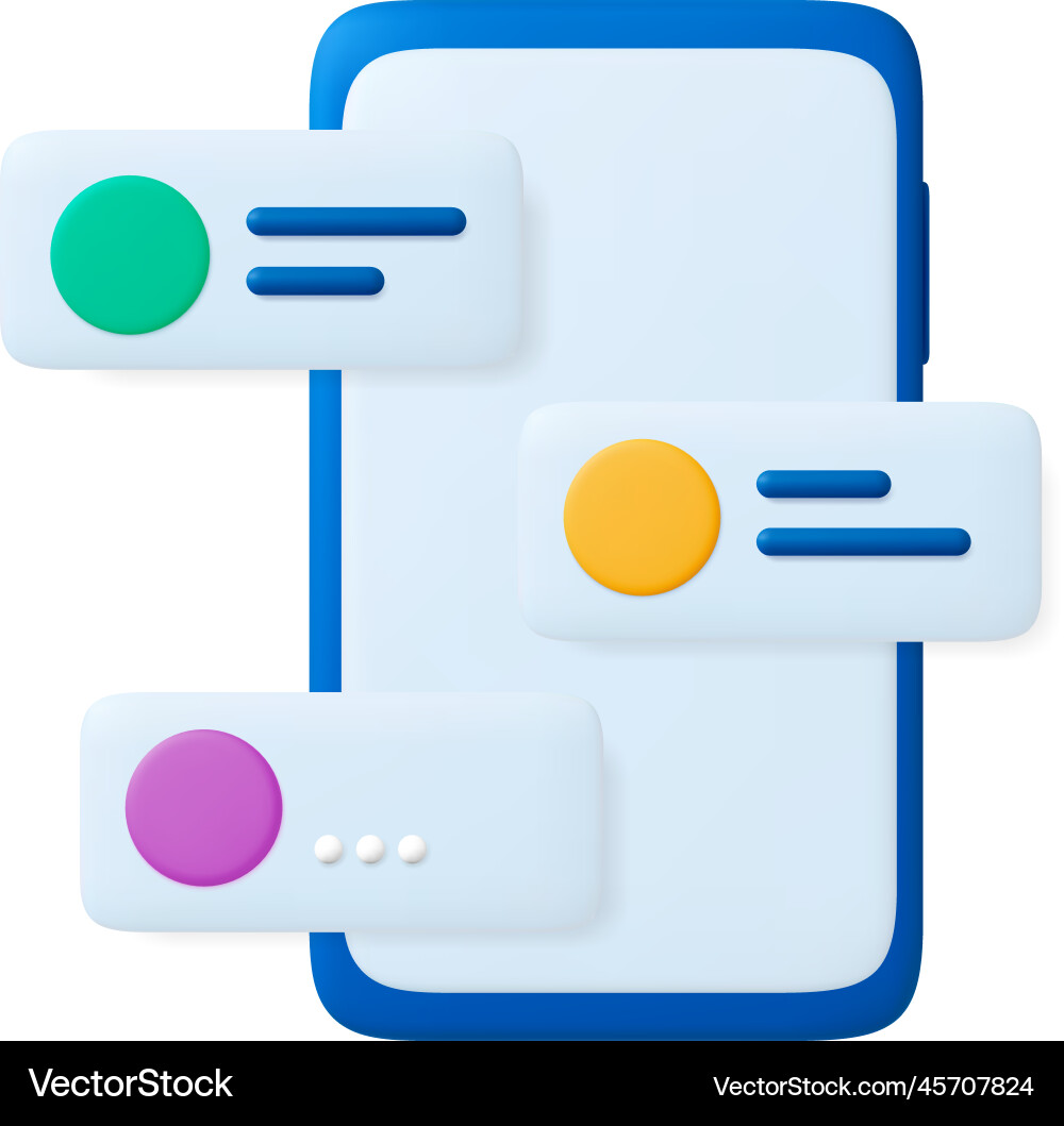 Group chat on smartphone app 3d icon text bubble Vector Image