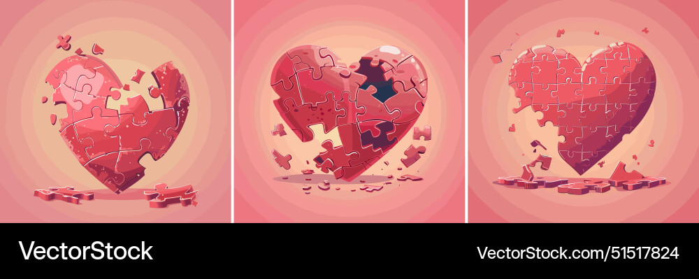 Mosaic heart cartoon concepts puzzles stop Vector Image
