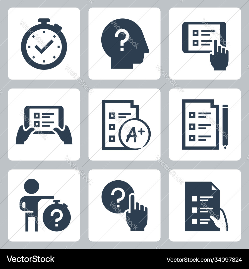 Quiz and test related icon set 2 Royalty Free Vector Image