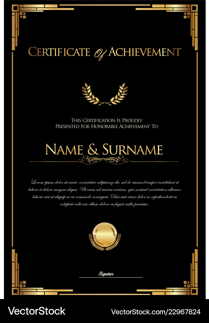 Retro Certificate Diploma Template Royalty Free Vector Image