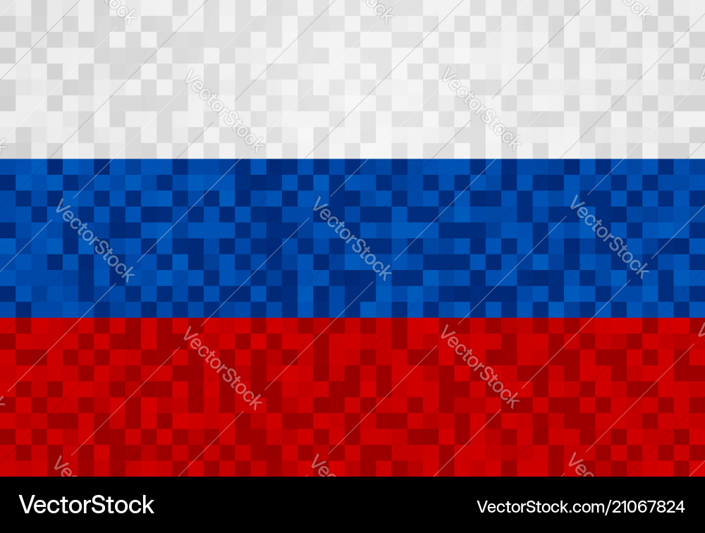Russia flag background design in pixel art style Vector Image