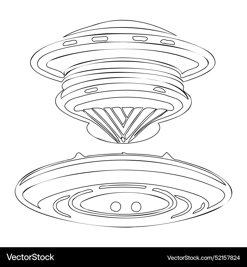 Ufo outline sketch Royalty Free Vector Image - VectorStock