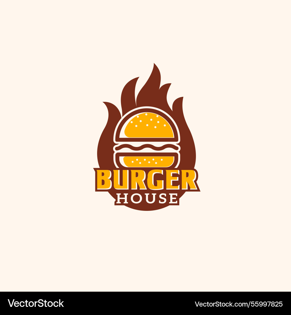 Burger shop logo design Royalty Free Vector Image
