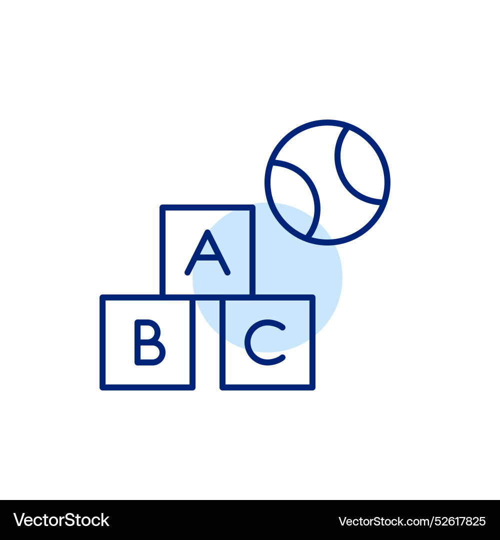 Children toys alphabet blocks and ball learning Vector Image