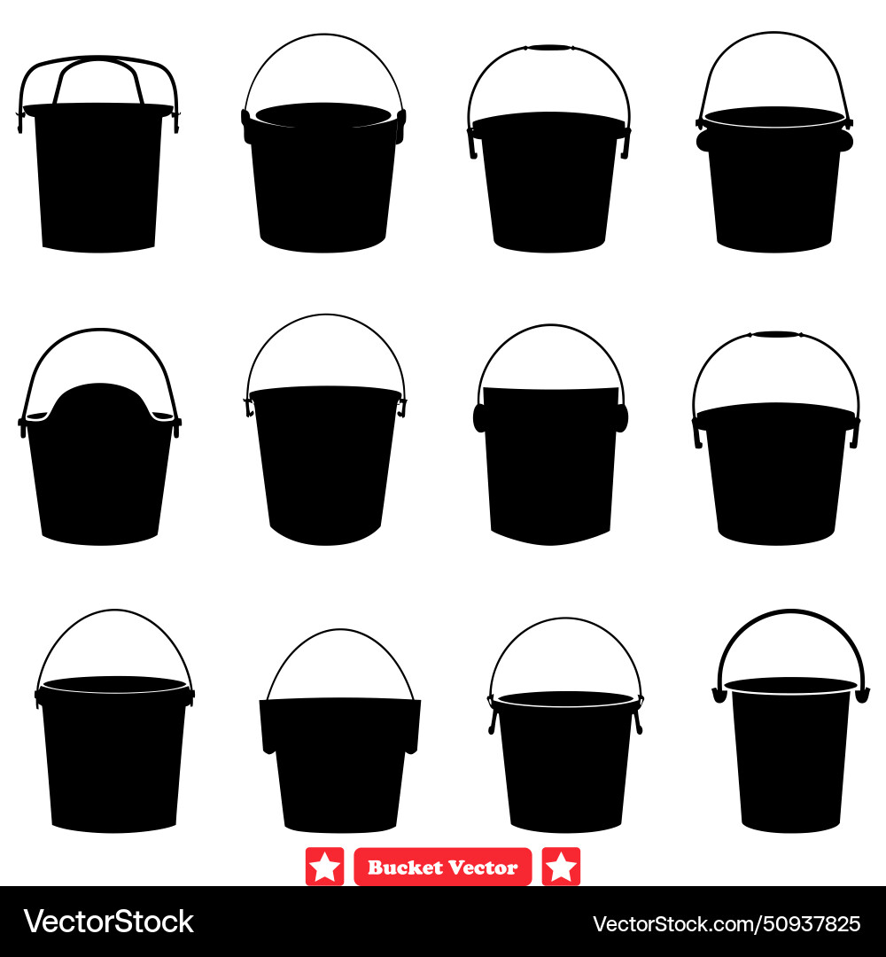 Classic and contemporary bucket silhouette Vector Image