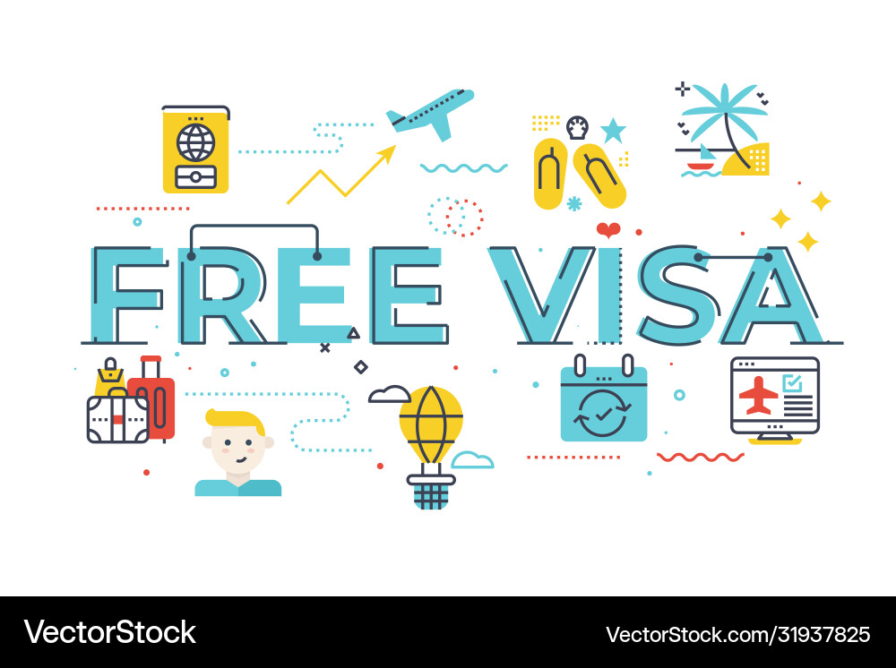 Free visa word Royalty Free Vector Image - VectorStock
