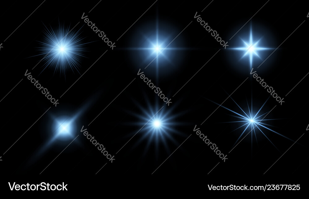 Glowing stars light effects graphic elements Vector Image