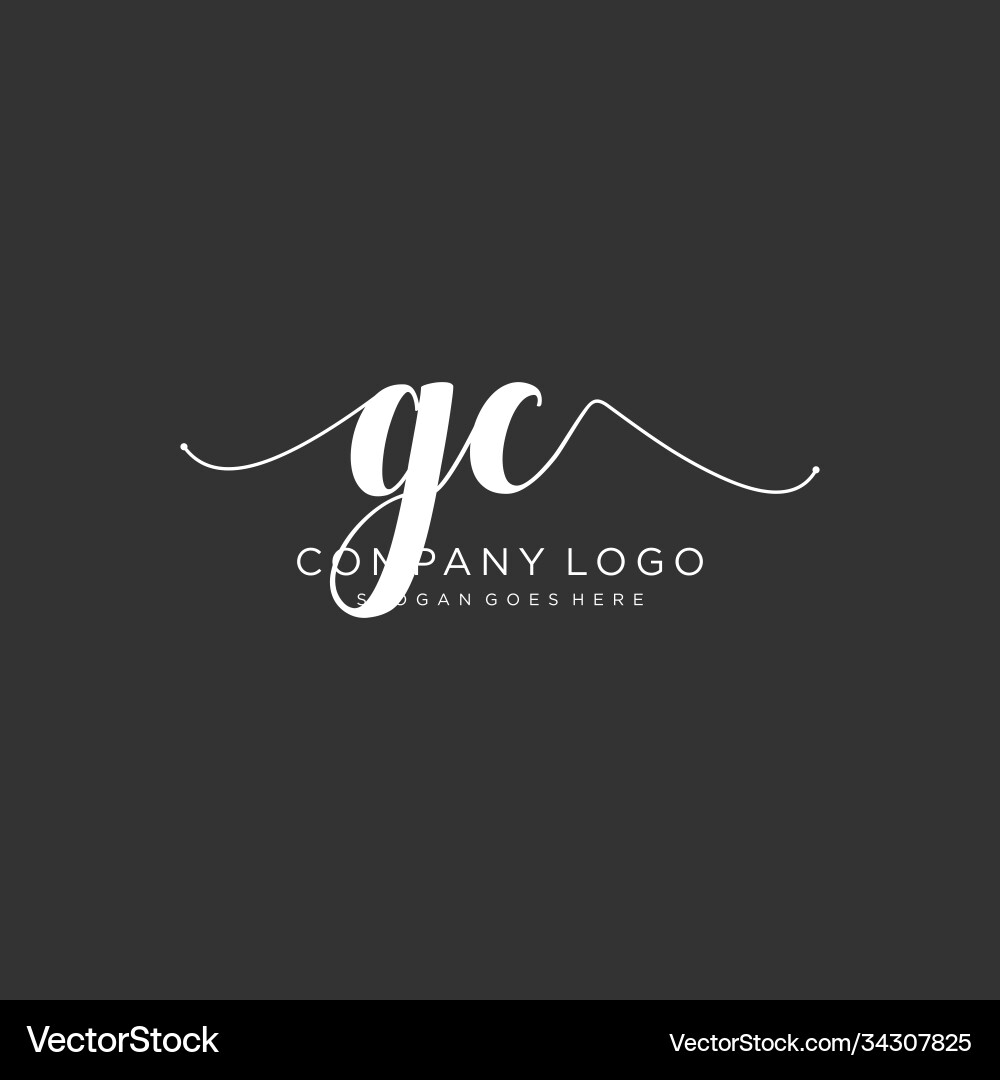 Initial gc handwriting logo with circle template Vector Image
