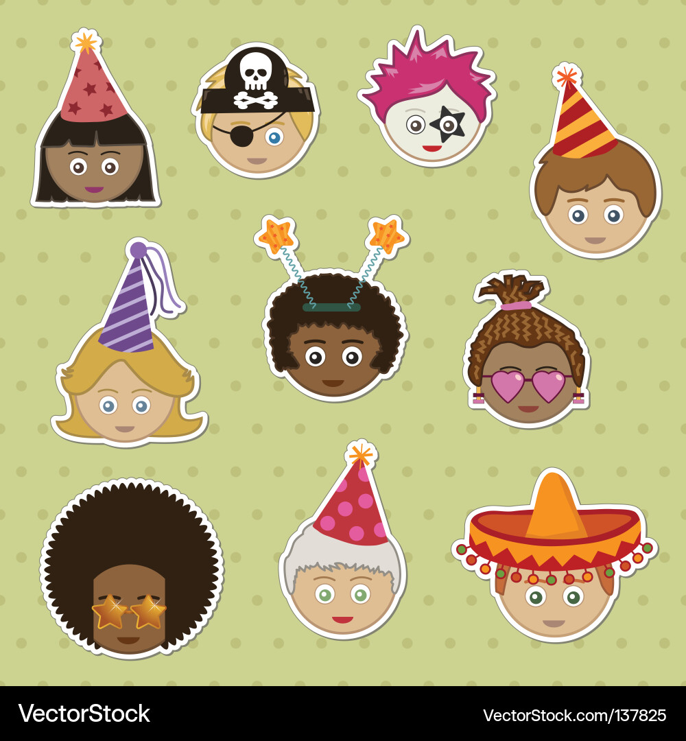 Party kids stickers Royalty Free Vector Image - VectorStock