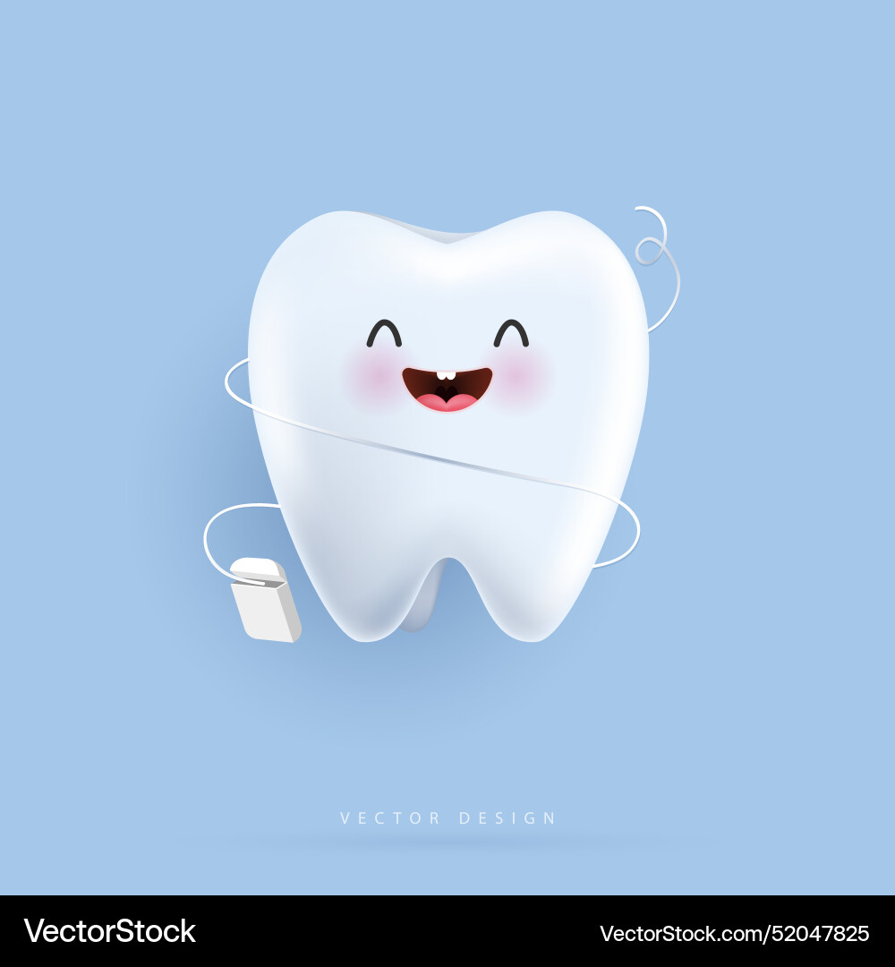 Teeth dental floss flossing Royalty Free Vector Image