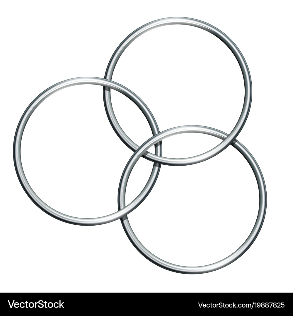 Three linking metal rings for showing magic trick Vector Image