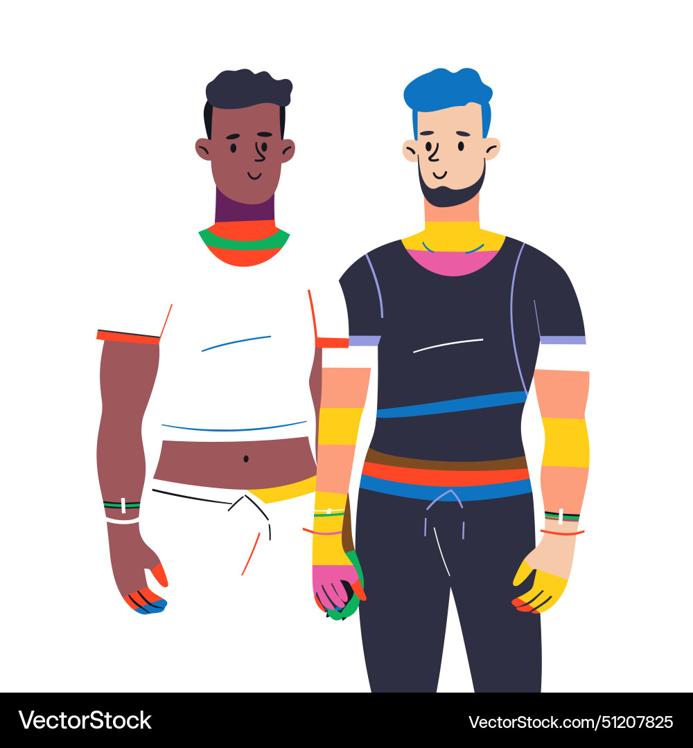 Two men standing together one african Royalty Free Vector