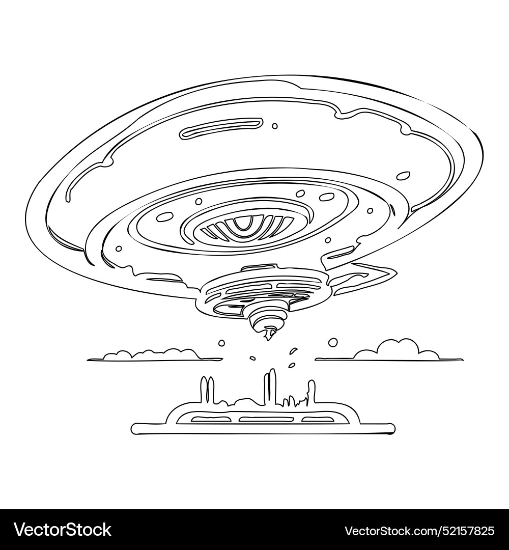 Ufo outline sketch Royalty Free Vector Image - VectorStock