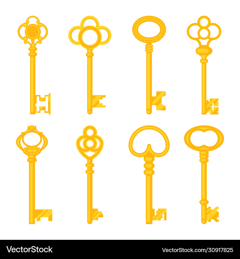 Vintage Golden Keys Icons Royalty Free Vector Image