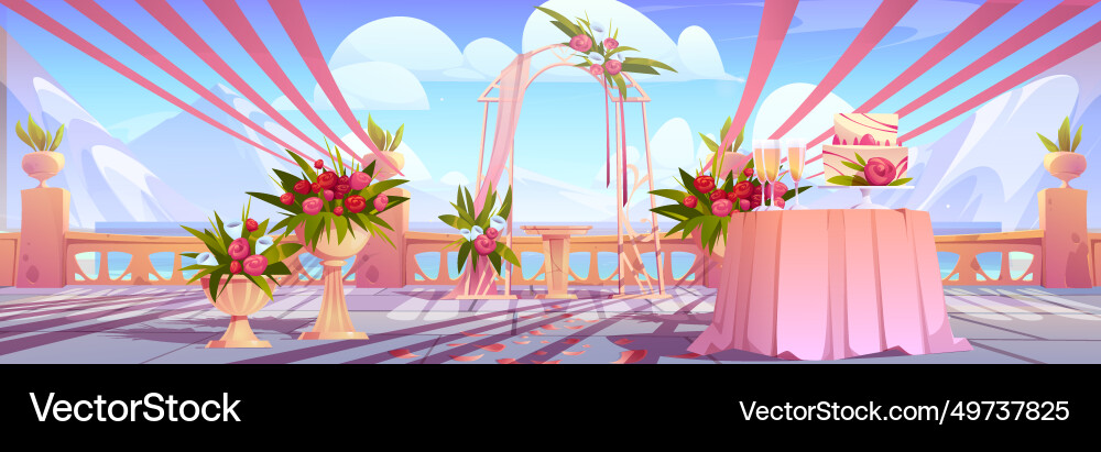 Wedding ceremony outdoor setup with arch Vector Image