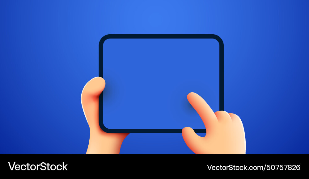 3d hand holding ipad or tablet pc mockup Vector Image