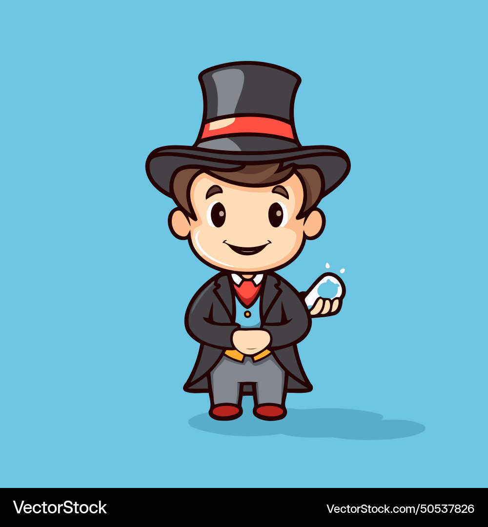 Cute cartoon magician - character Royalty Free Vector Image