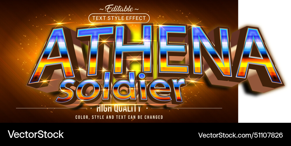 Editable text style effect - athena soldier Vector Image