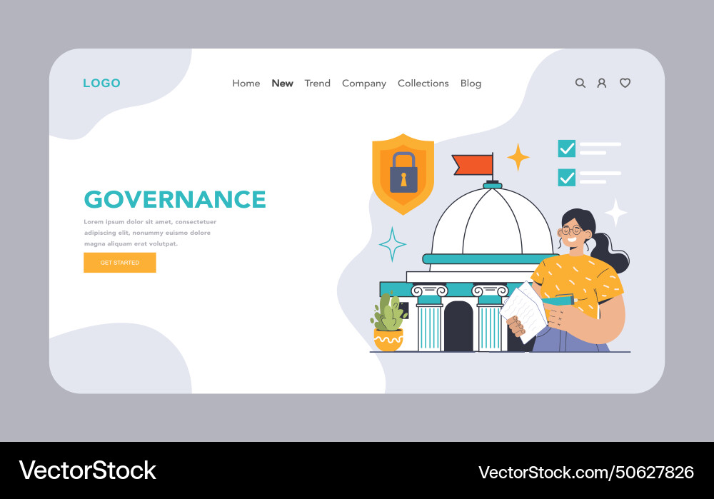 Governance in action web or landing character Vector Image