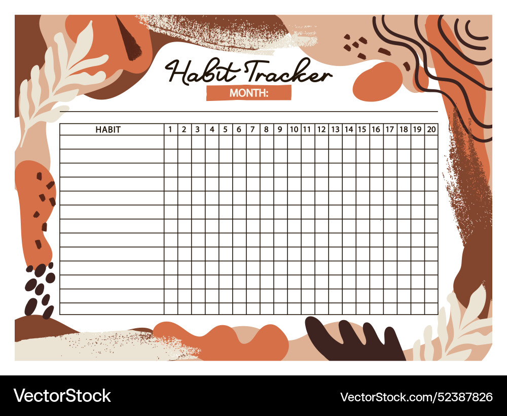 Habit tracker template Royalty Free Vector Image