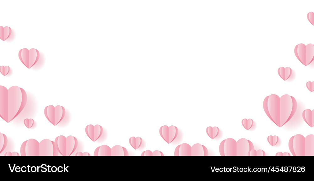 Hearts border isolated pink background Royalty Free Vector