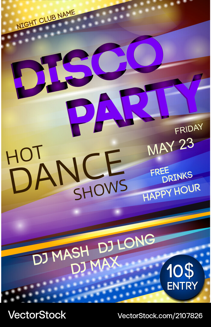 Night club disco party poster Royalty Free Vector Image