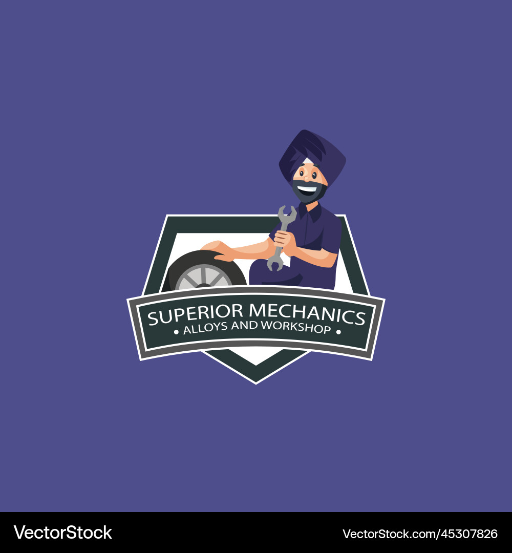 Superior mechanics mascot logo Royalty Free Vector Image