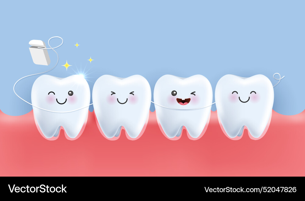 Teeth dental floss flossing your teeth dental Vector Image