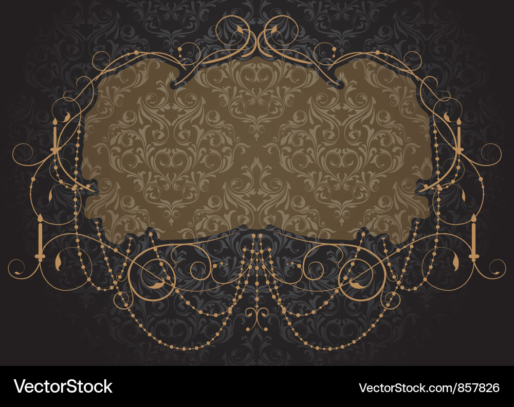 Vintage label with damask background Royalty Free Vector